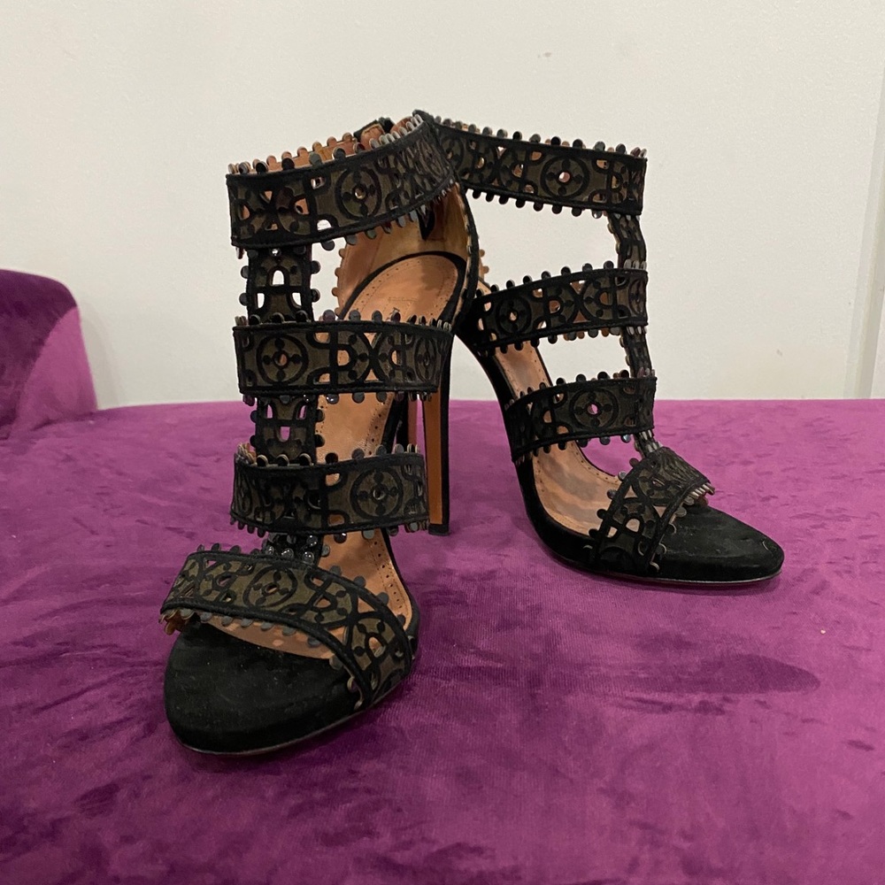 Alaia Suede Cut Out Stiletto Heel - Gem